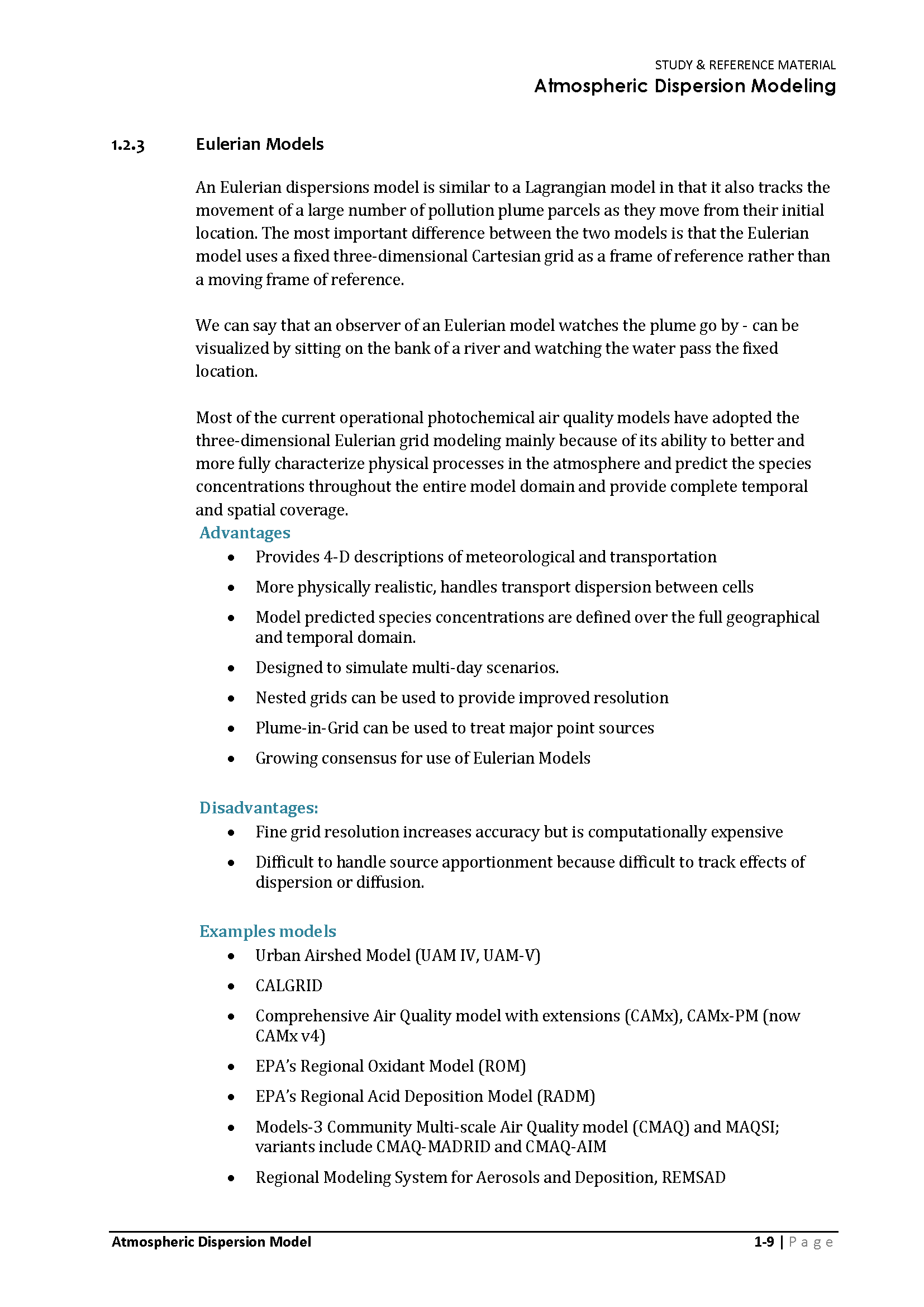 Eulerian Models | Getting started in Atmospheric Dispersion Modeling ...