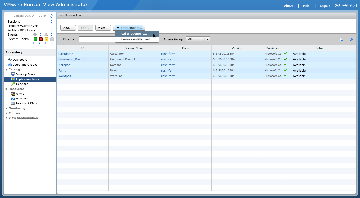 Entitle Users To An Application Pool | VMware Horizon 6 SmartGuide ...
